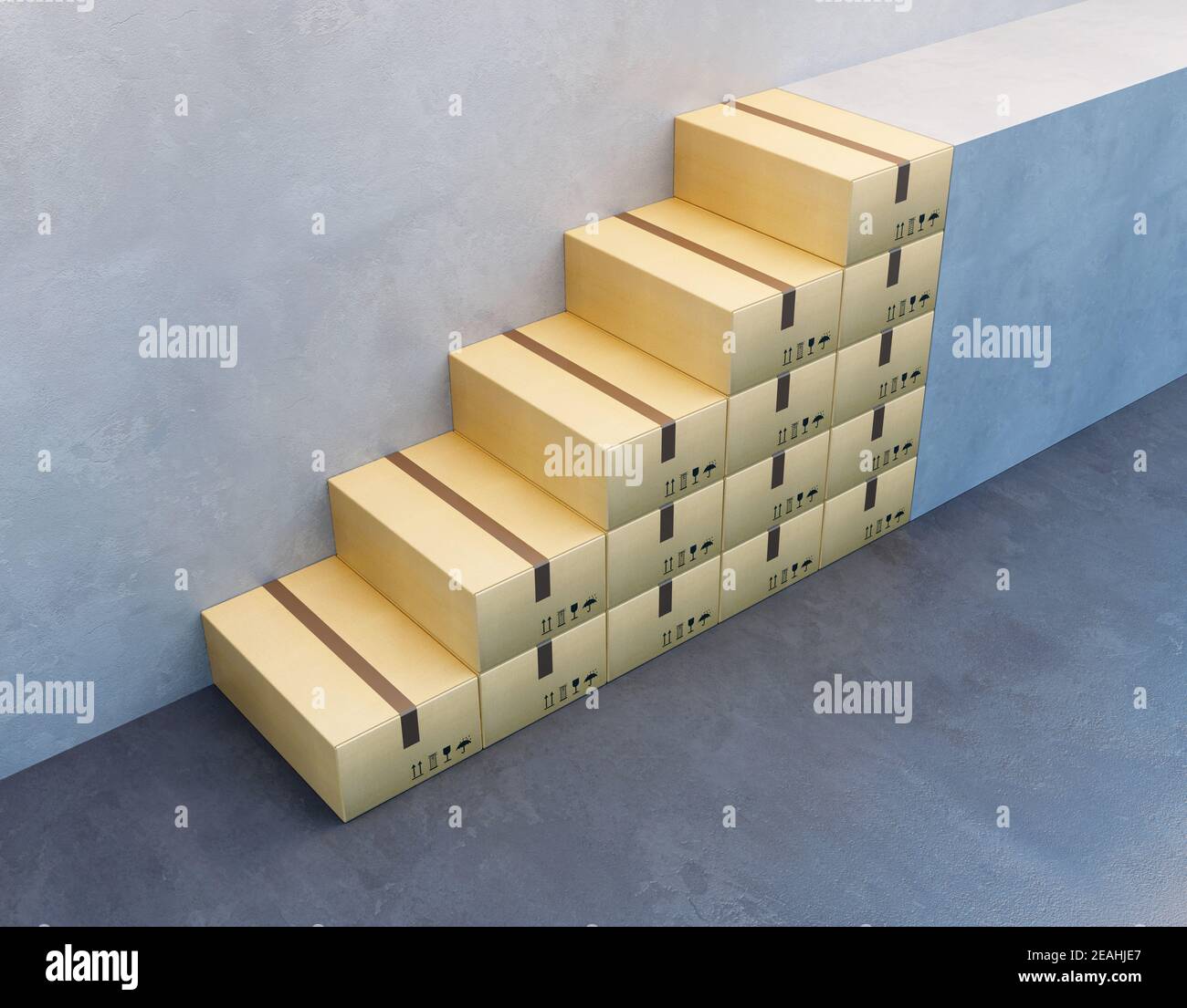 pile of cardboard box, 3d render Stock Photo - Alamy