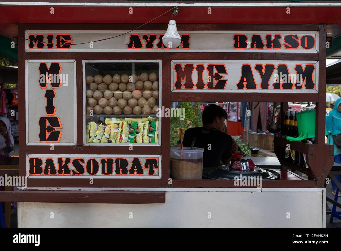 Jakarta, Indonesia - October 20, 2019: Street food stall, in which sell ...