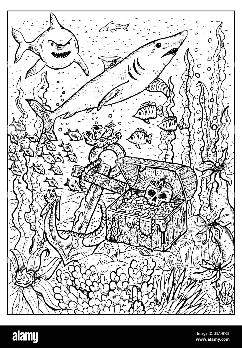 Treasure chest sea background Black and White Stock Photos & Images - Alamy