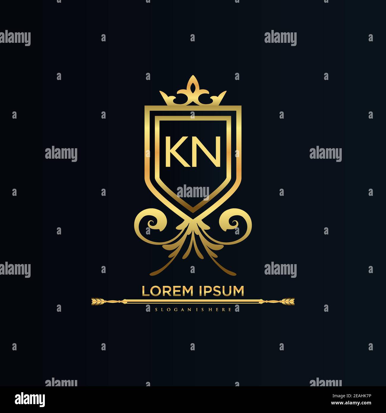 KN Letter Initial with Royal Template.elegant with crown logo vector ...