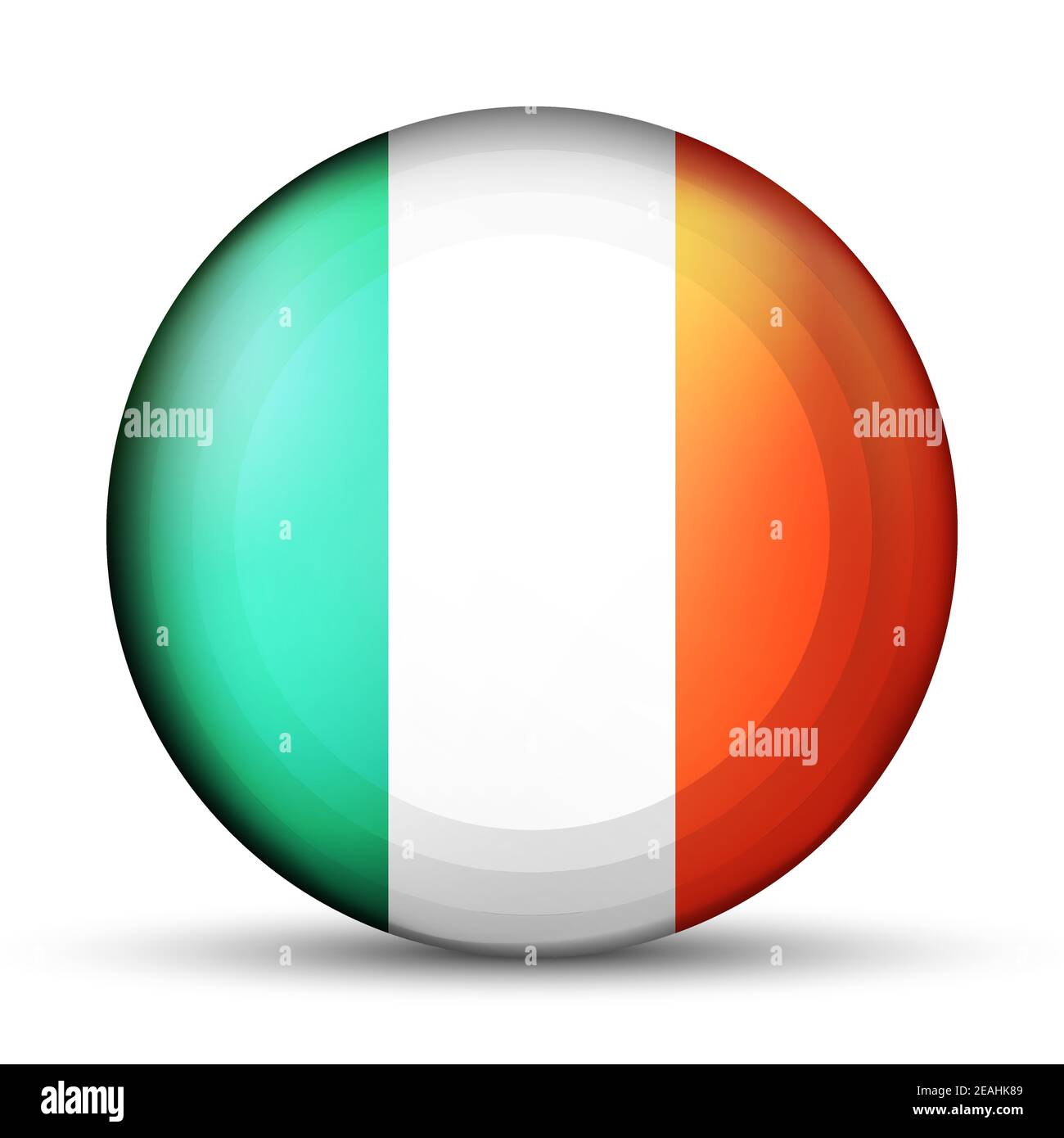 Glass light ball with flag of Ireland. Round sphere, template icon ...