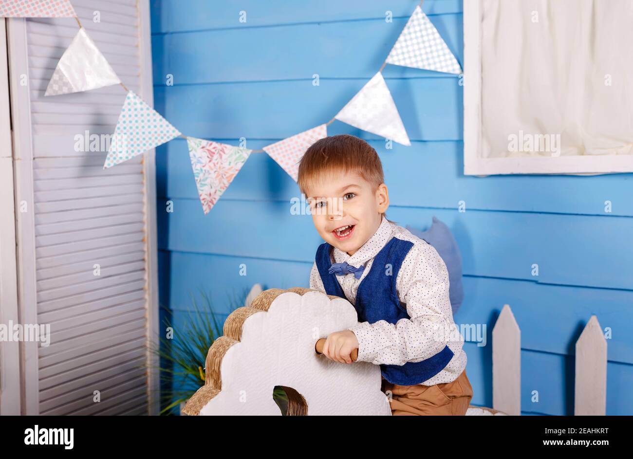 Little baby boy celebrating his birthday. Birthday party Stock Photo ...