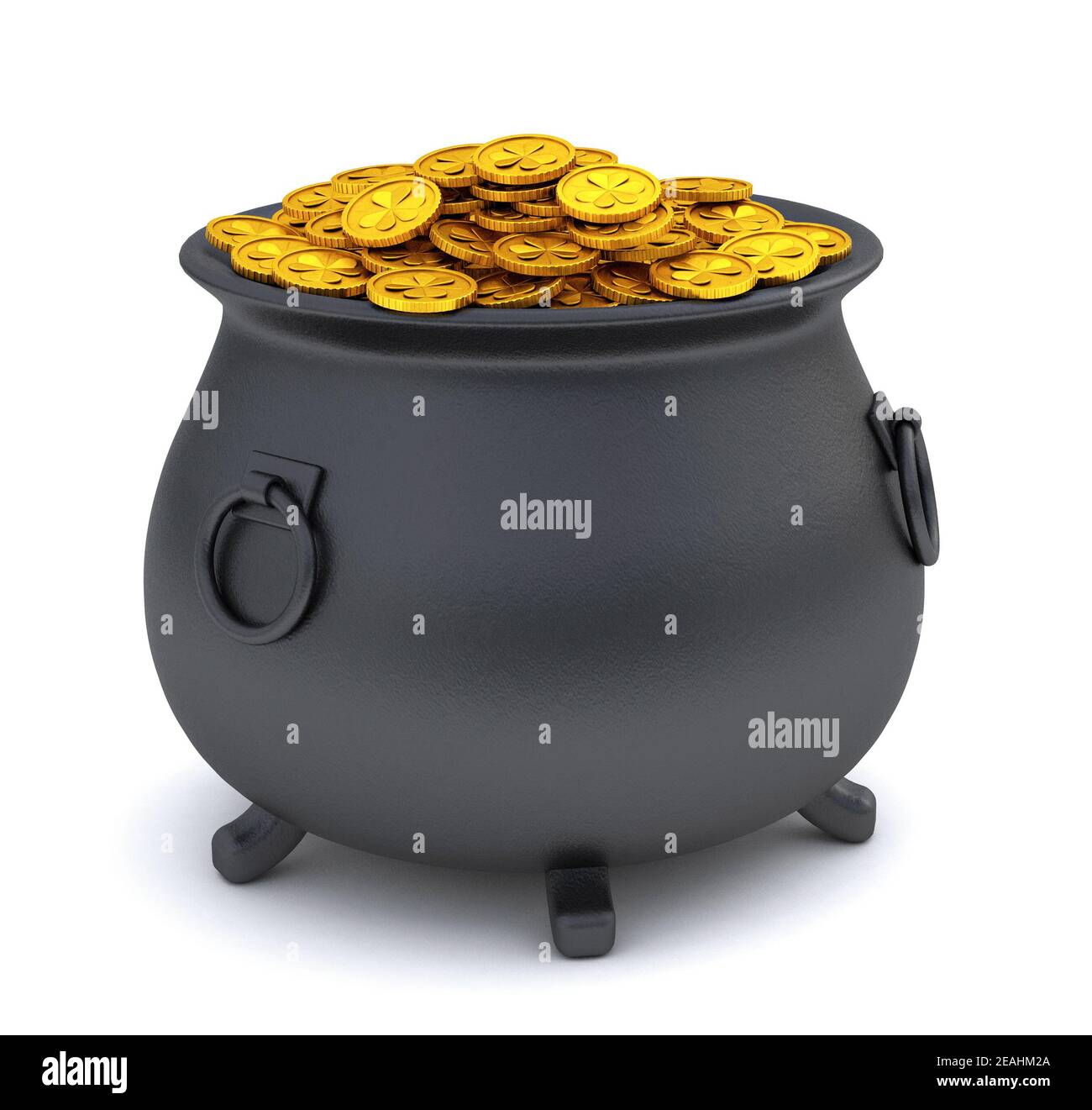 St. Patrick's Day. Treasure pot full of gold coins. isolated on white ...