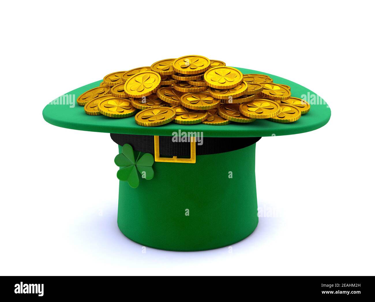 St. Patrick's Day. Green Leprechaun Hat with Clover Inverted upside ...