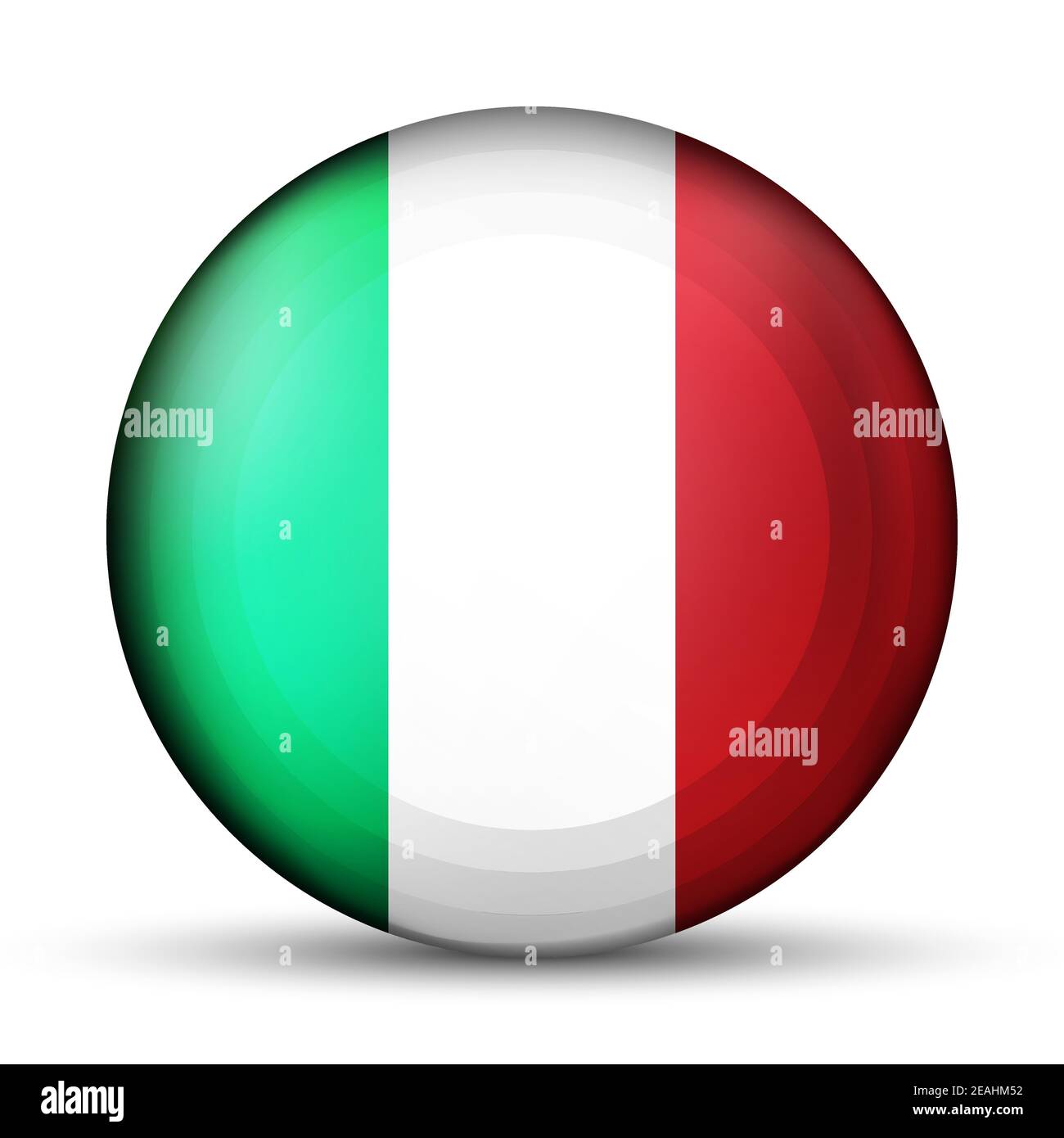 Glass light ball with flag of Italy. Round sphere, template icon ...