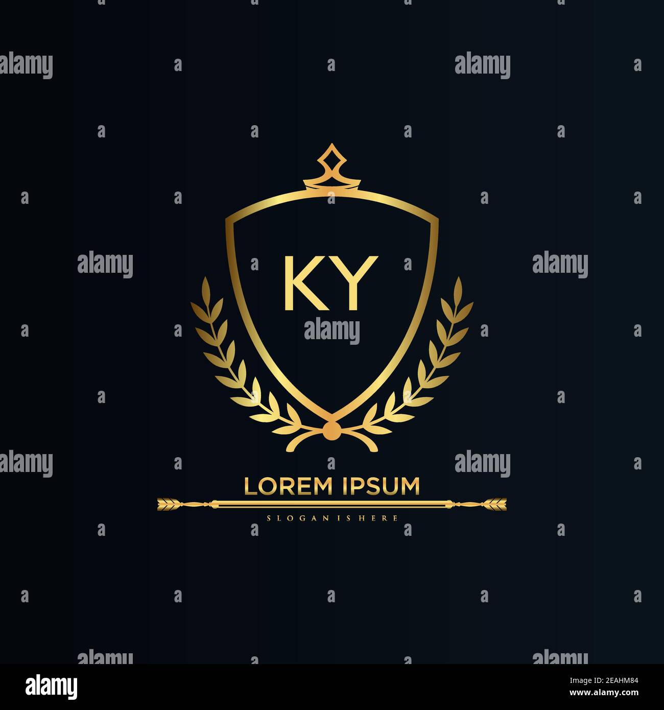 KY Letter Initial with Royal Template.elegant with crown logo vector ...