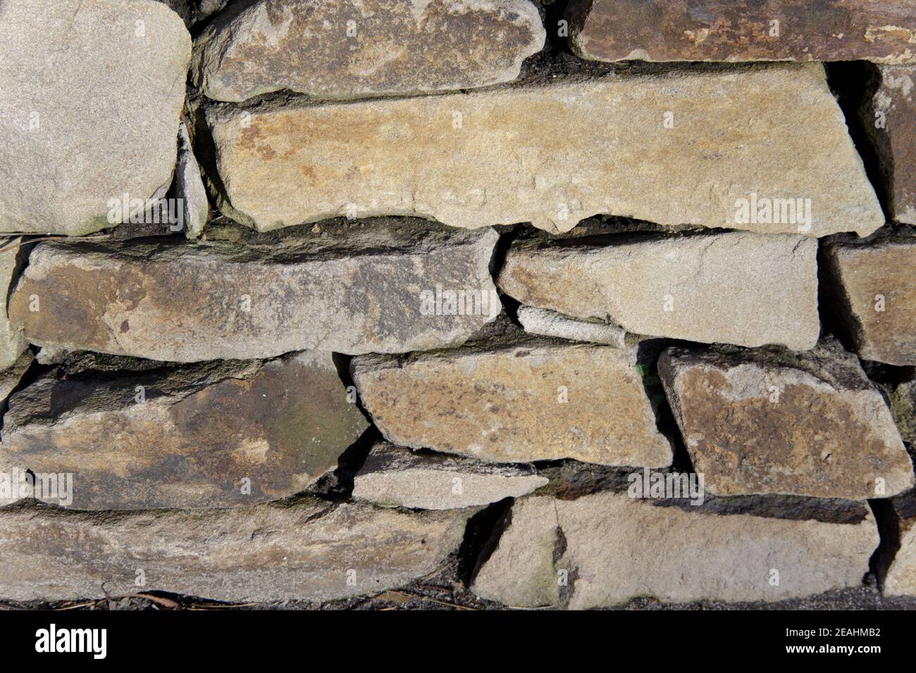 a wall made of grey stones of different sizes, the texture of masonry ...