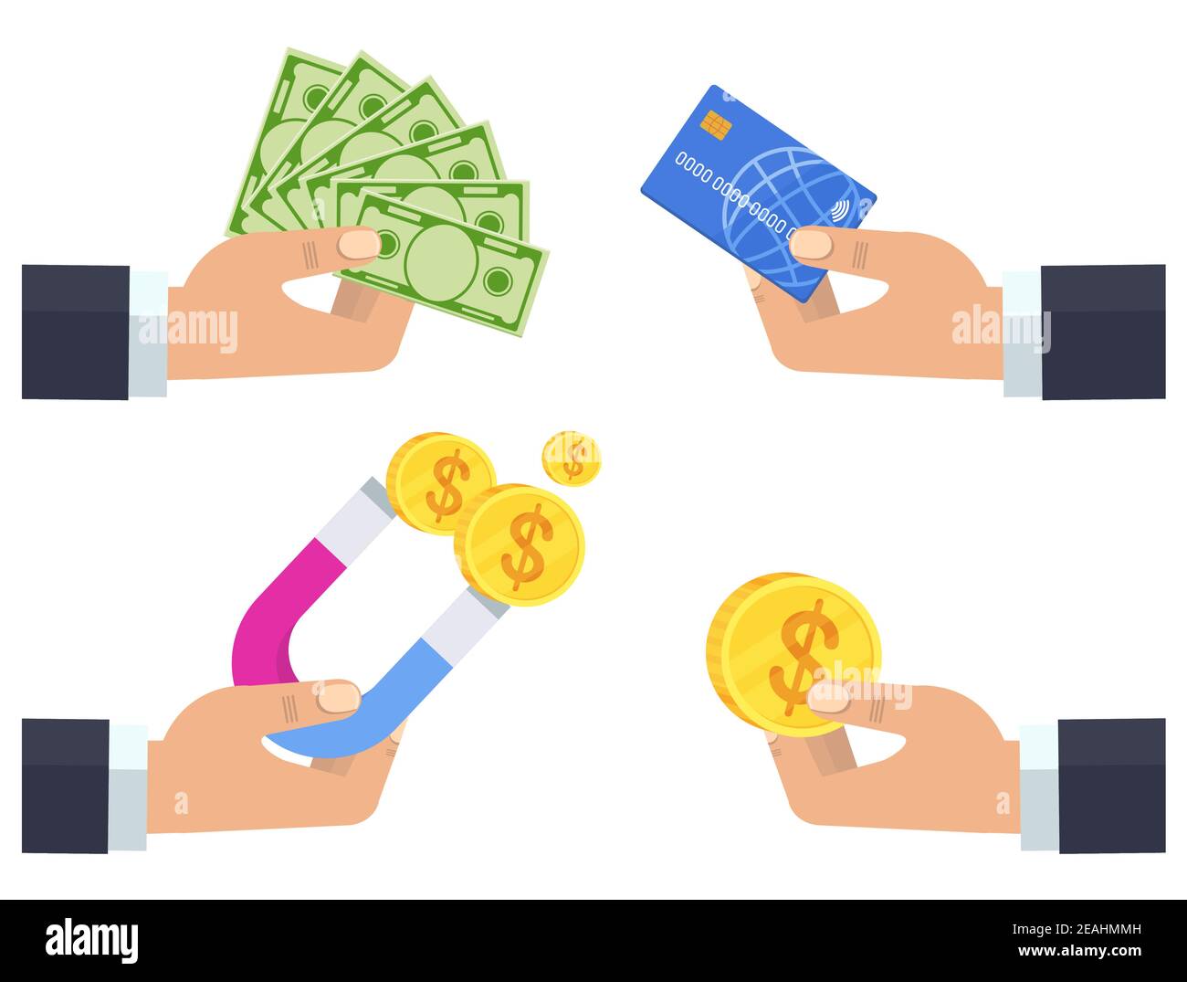 Money exchange flat vector illustration. Banking, investment and budget ...