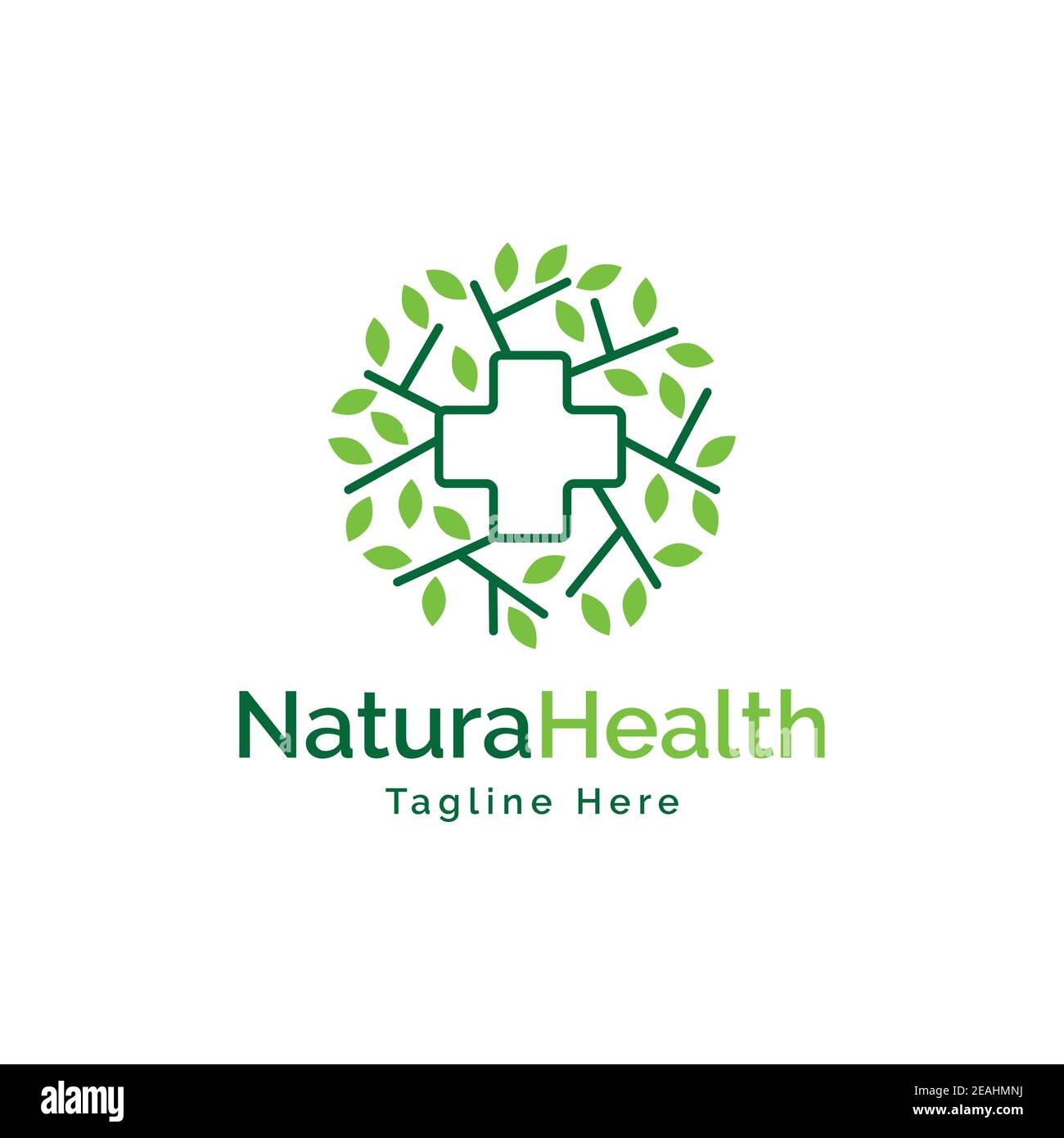 Creative cross symbol with branch and leafs logo design vector template ...