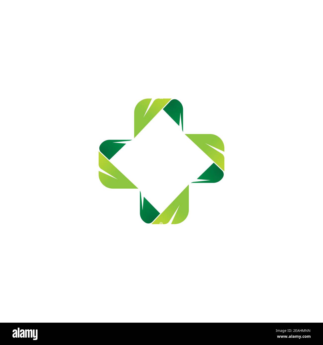 cross with leaf vector. creative medical logo design template. Cross ...