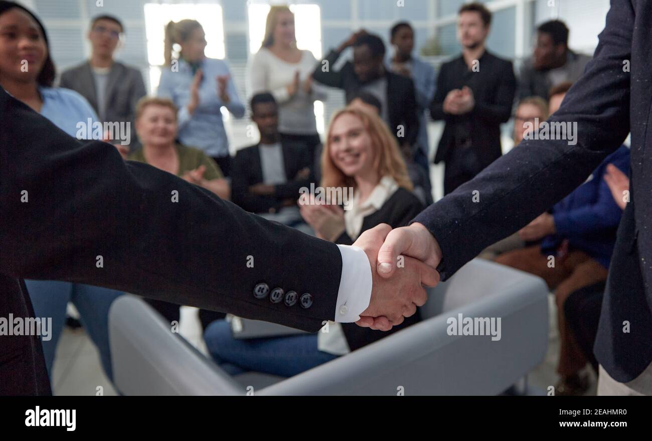 close up. handshake of business people in the meeting room Stock Photo ...