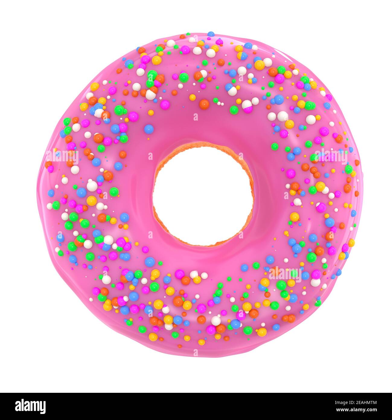 Glazed donut with sprinkles on a white background front view Stock ...
