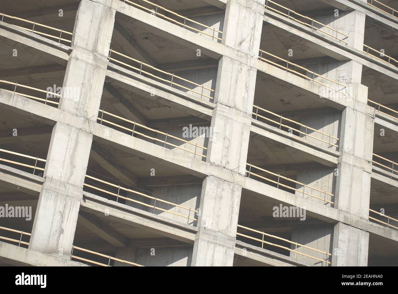 Unfinished multistory building view. Concrete building carcass Stock ...