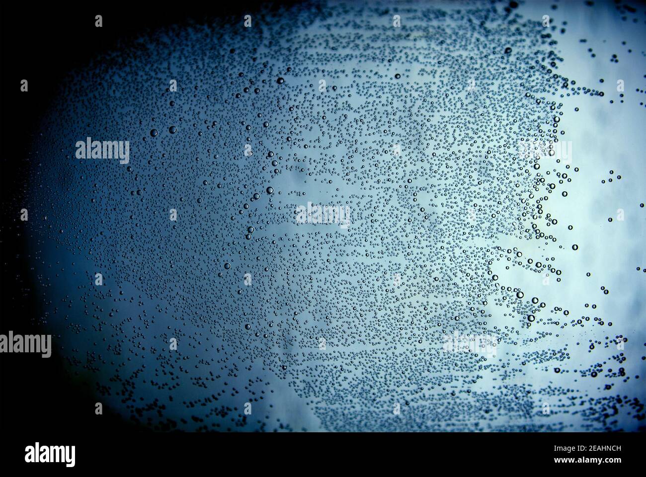 Blue abstract background with tiny bubbles of air. Microscopic bubbles ...