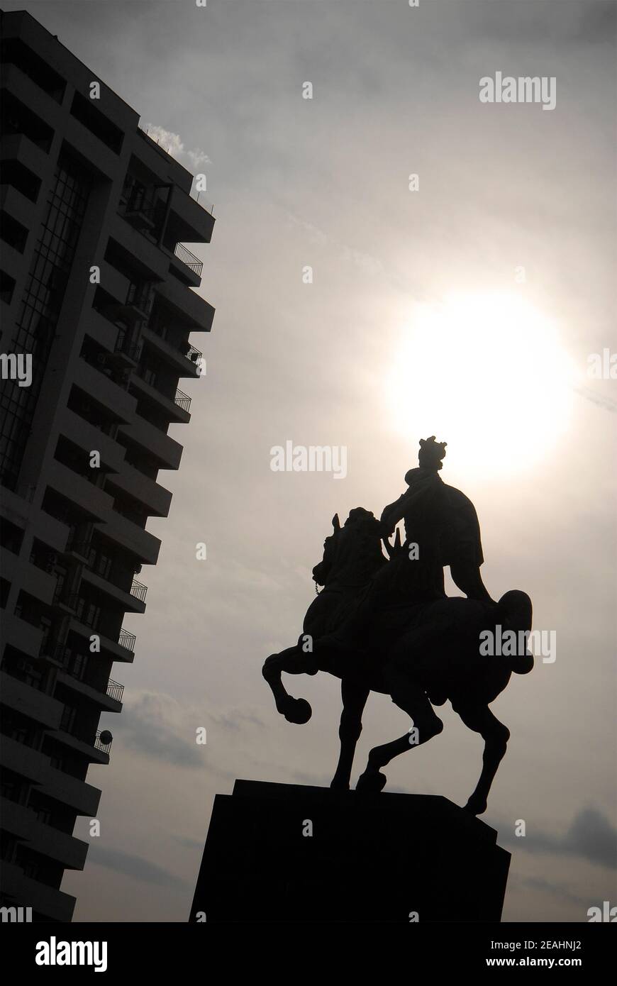 Silhouette man horse against sunset hi-res stock photography and images ...