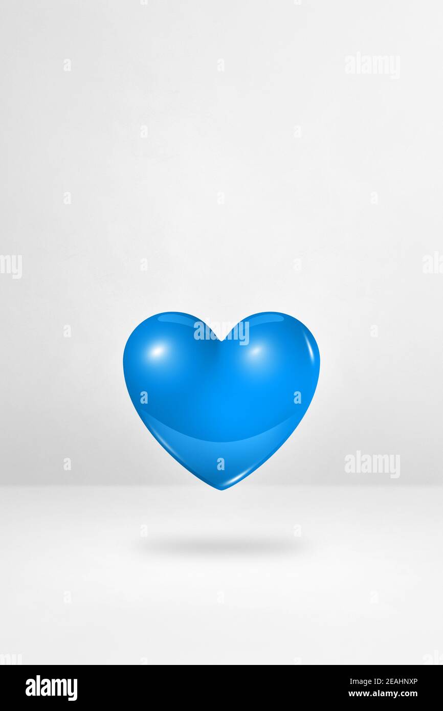 3D blue heart isolated on a white studio background. 3D illustration ...