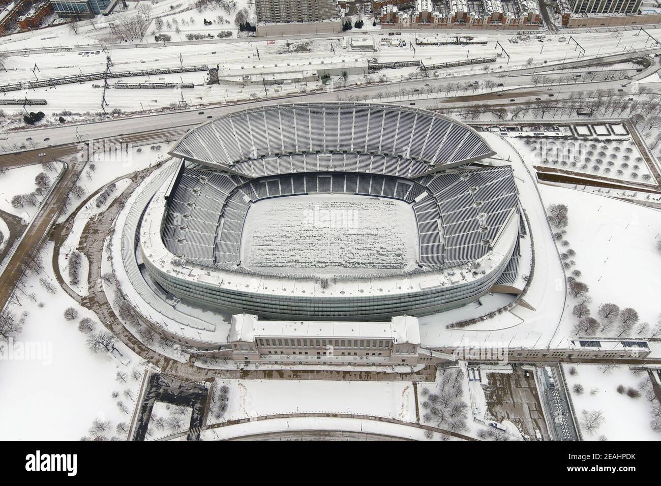 Chicago soldier field aerial hi-res stock photography and images - Alamy