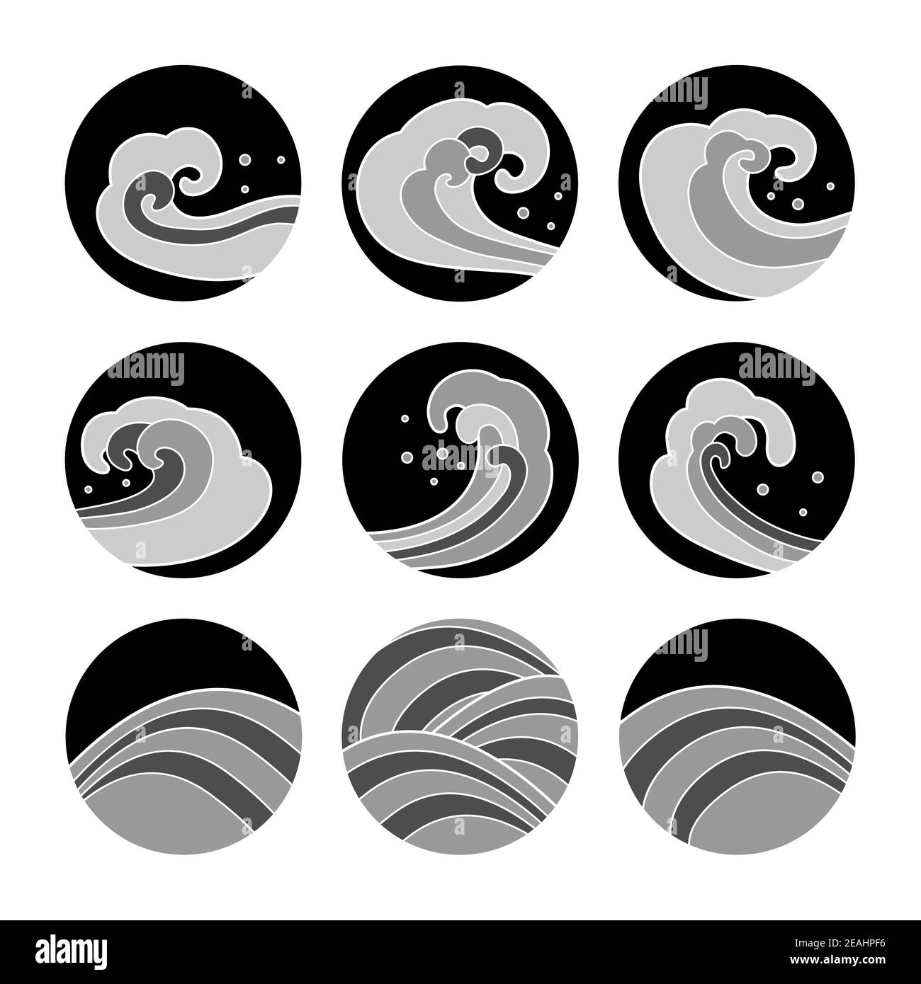 Japanese art wave Black and White Stock Photos & Images - Alamy