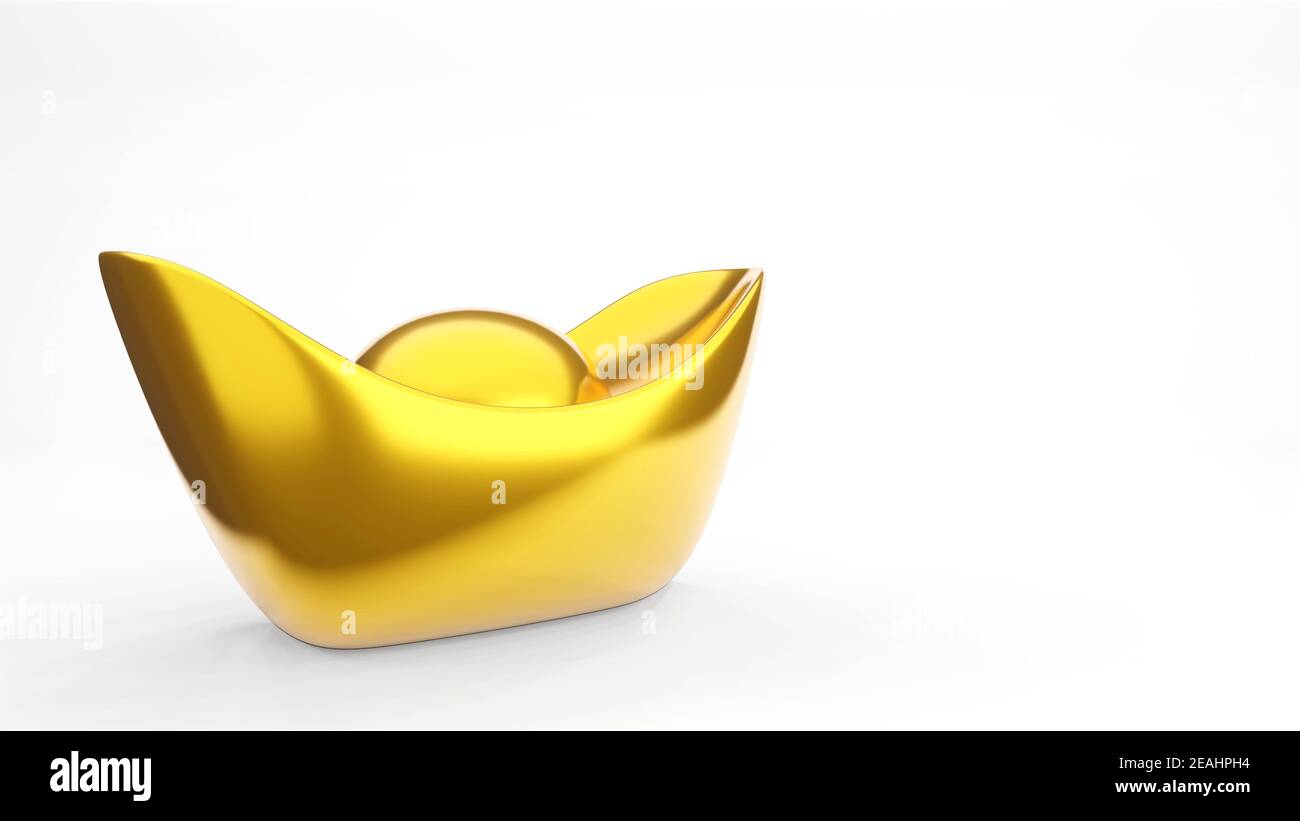 Chinese gold ingot on white background , 3D Rendering Stock Photo - Alamy