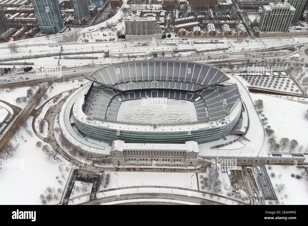 Soldier field football aerial hi-res stock photography and images - Alamy