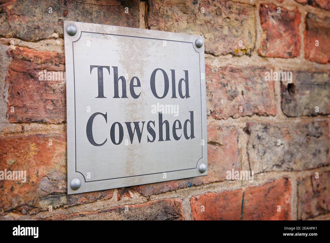 The Old Cow Shed sign Stock Photo - Alamy
