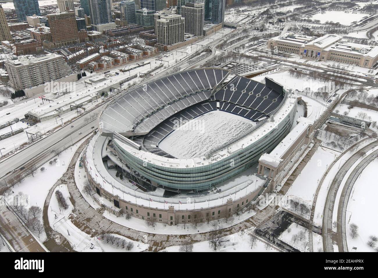 Soldier field football aerial hi-res stock photography and images - Alamy