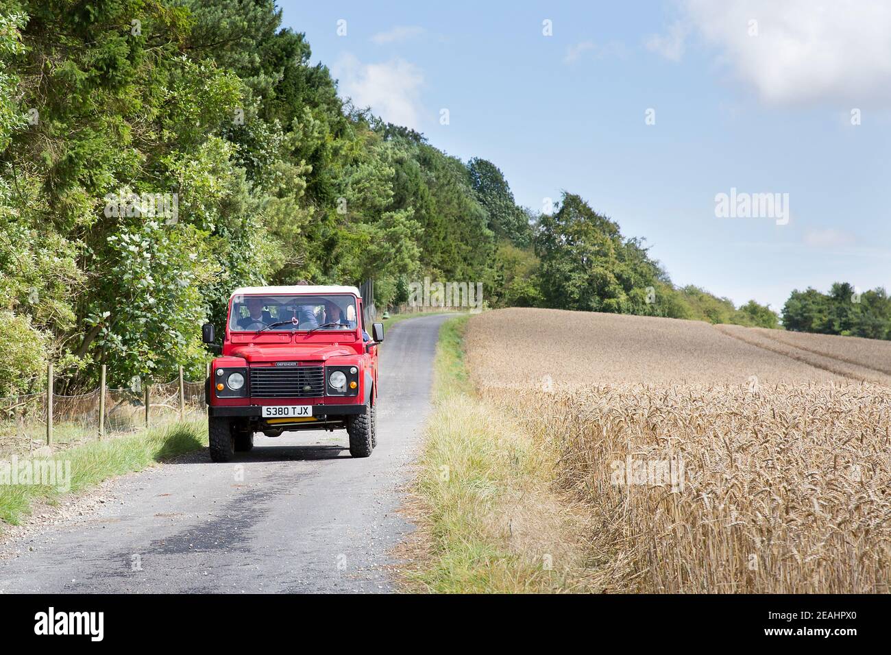 Land Rover Defender on a Country Road Stock Photo - Alamy