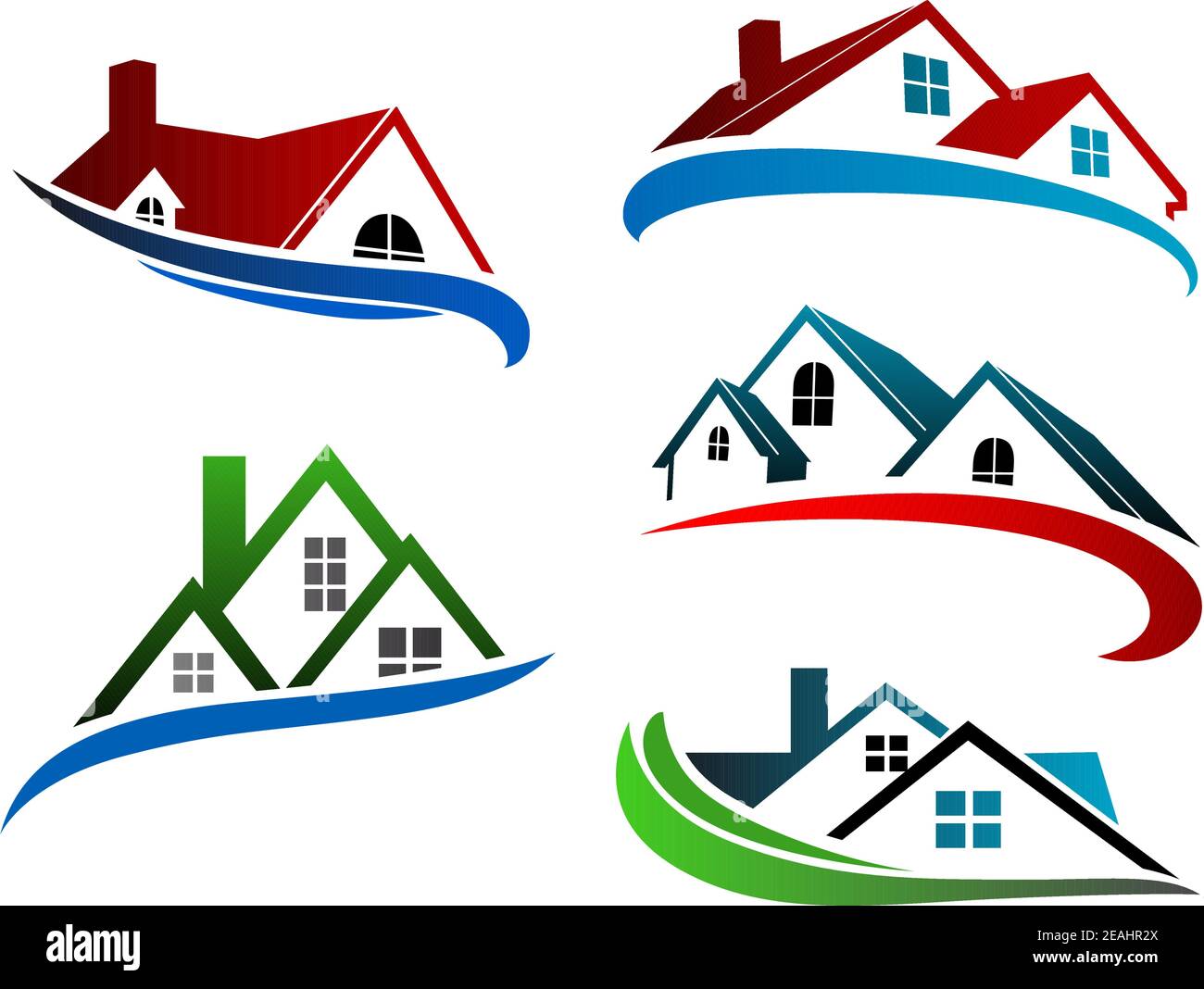 Building symbols with home roofs for real estate business design Stock ...