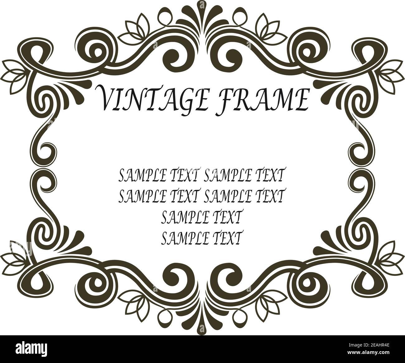 Ornate rectangular black and frame with scrolls and flourishes ...
