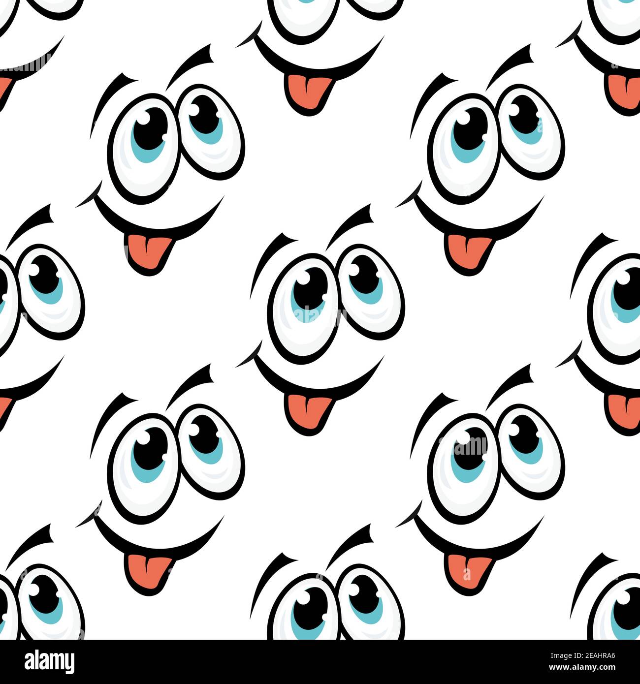 Cute happy repeat seamless emoticon face pattern with large googly eyes ...