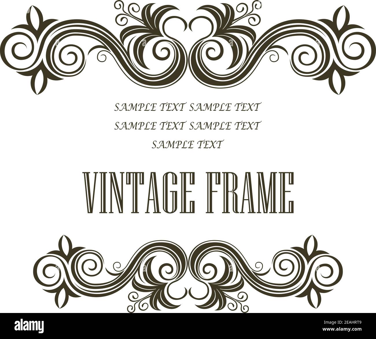 Vintage framing header and footer with symmetrical swirling abstract ...