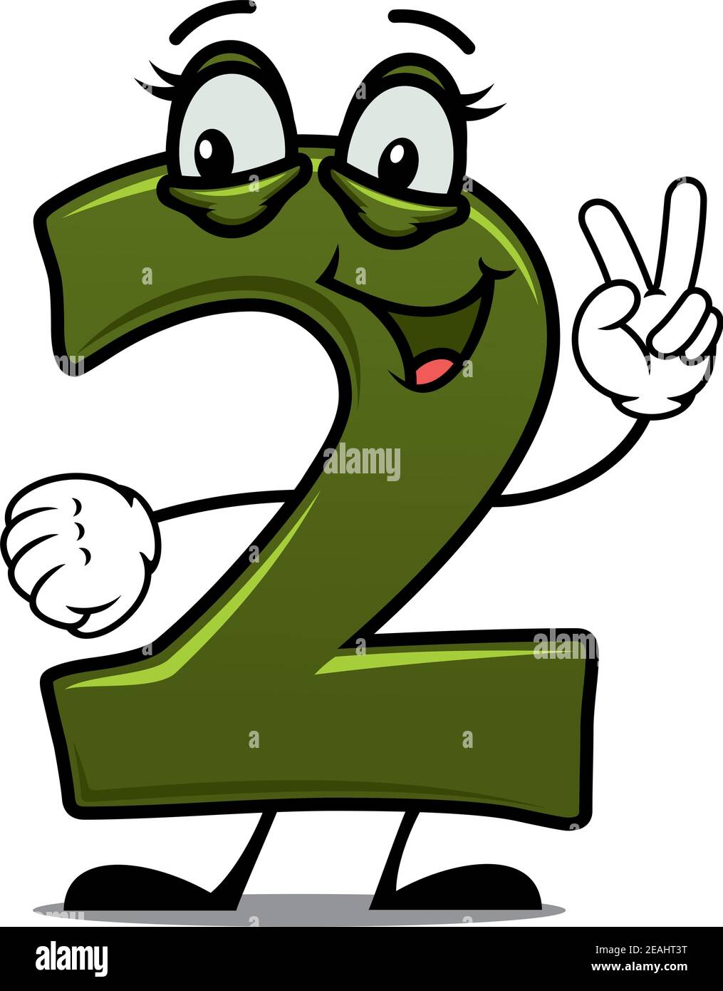Funny smiling number two in cartoon style Stock Vector Image & Art - Alamy