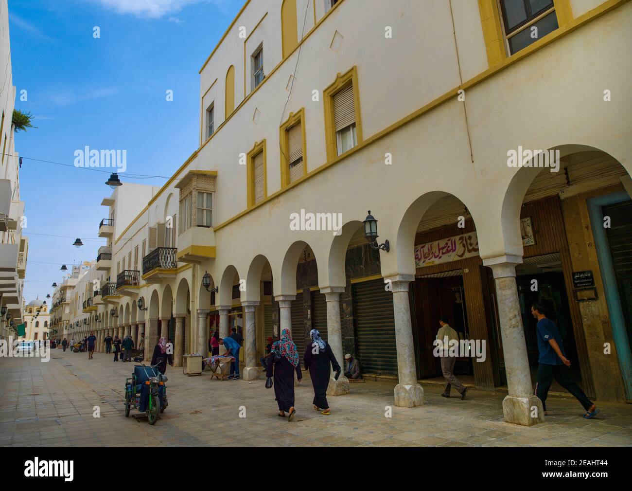 Italian buildings in omar al mukhtar street, Cyrenaica, Benghazi, Libya ...