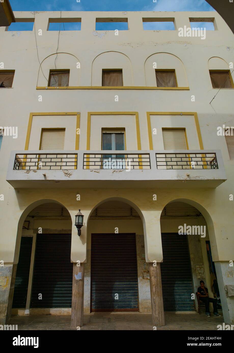 Italian buildings in omar al mukhtar street, Cyrenaica, Benghazi, Libya ...