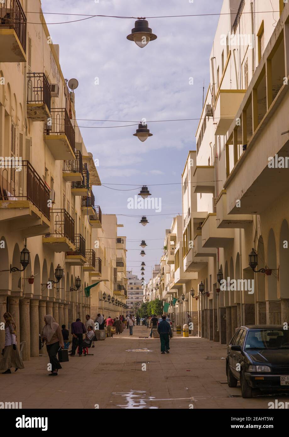 Italian buildings in omar al mukhtar street, Cyrenaica, Benghazi, Libya Stock Photo - Alamy