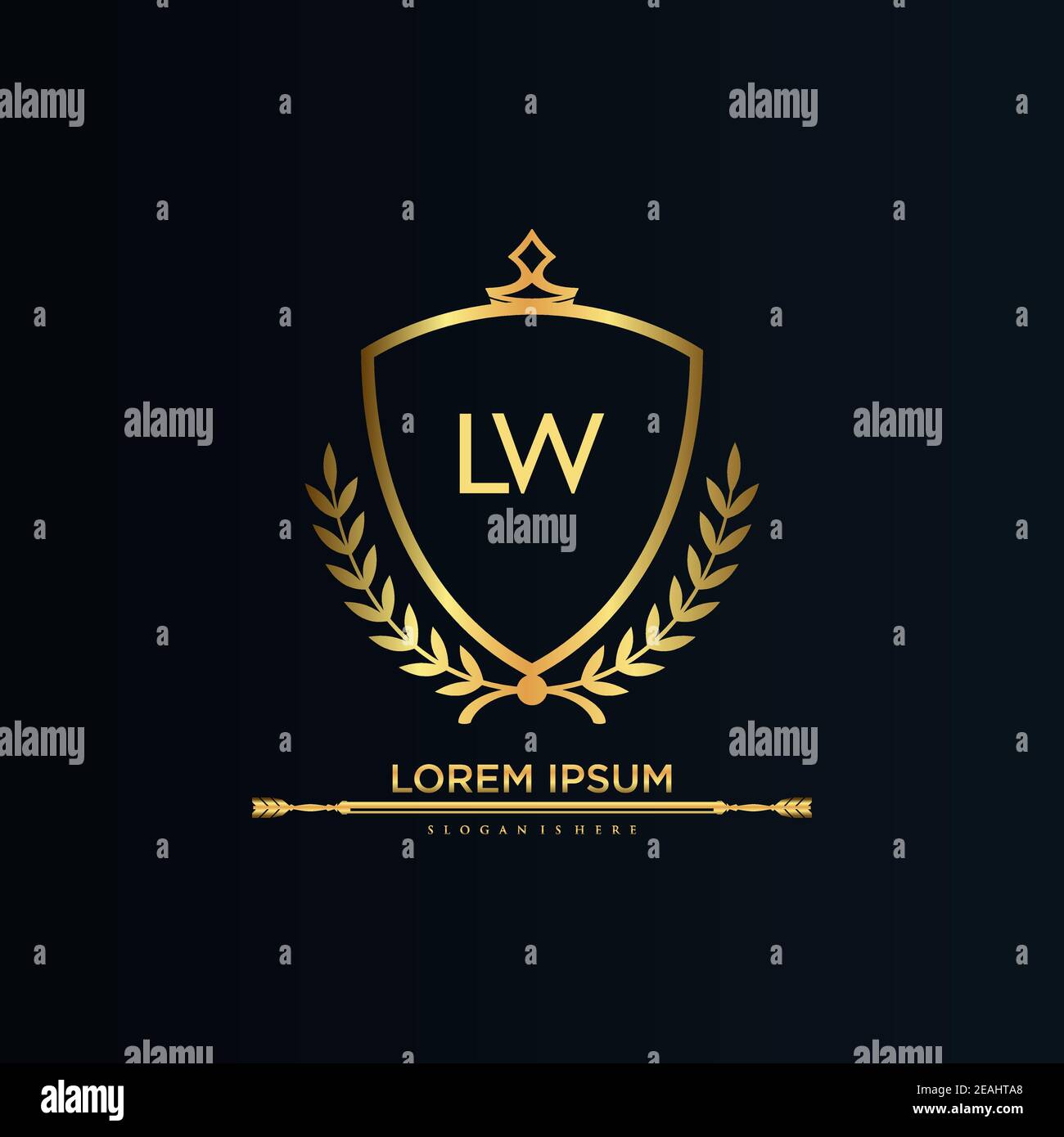 LW Letter Initial with Royal Template.elegant with crown logo vector ...