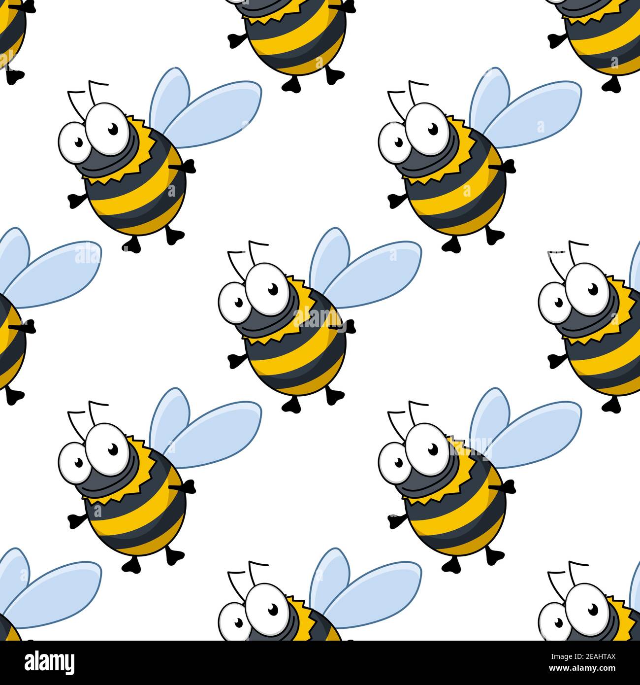 Seamless pattern of cute fat little honey bees or bumble bees with ...