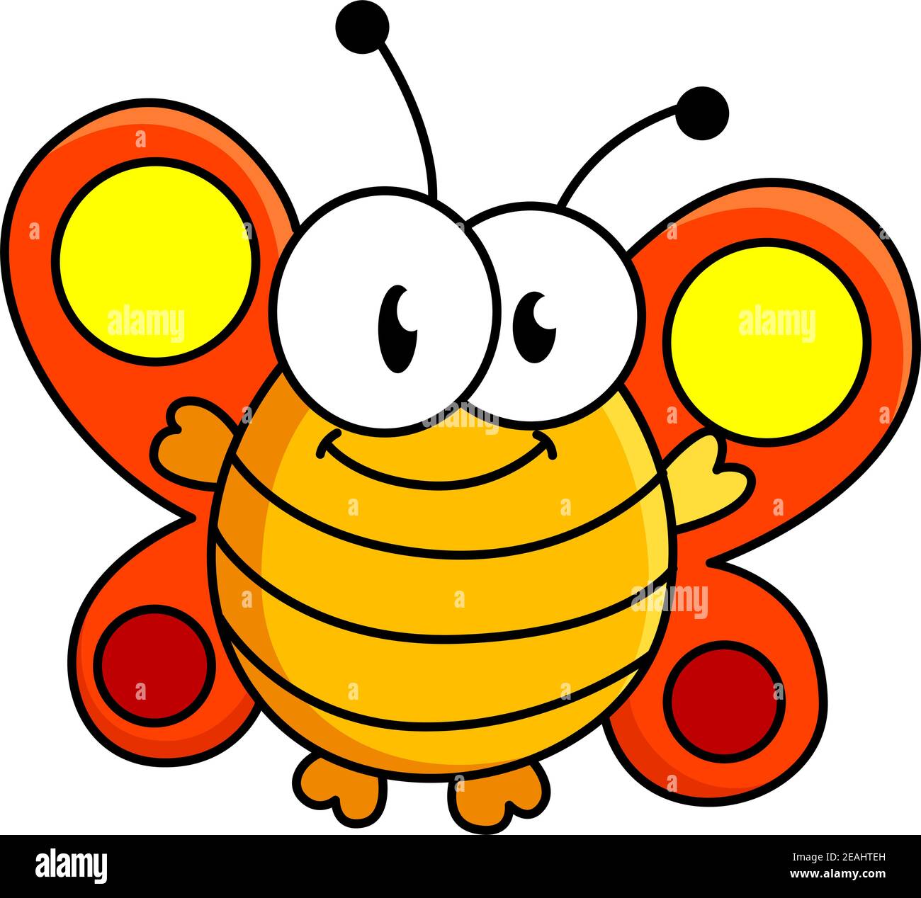Funny fat smiling butterfly cartoon vector illustration Stock Vector ...