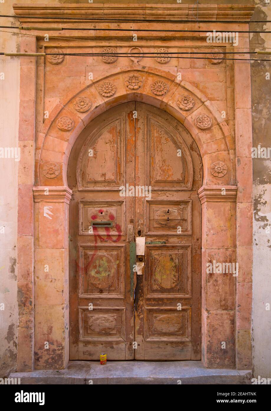 Building entrance from the italian settlement, Tripolitania, Tripoli ...
