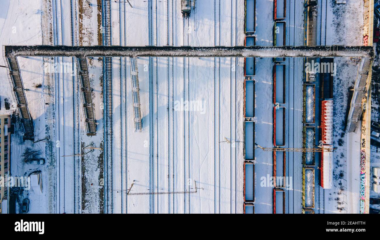 Drone view freight yard hi-res stock photography and images - Alamy