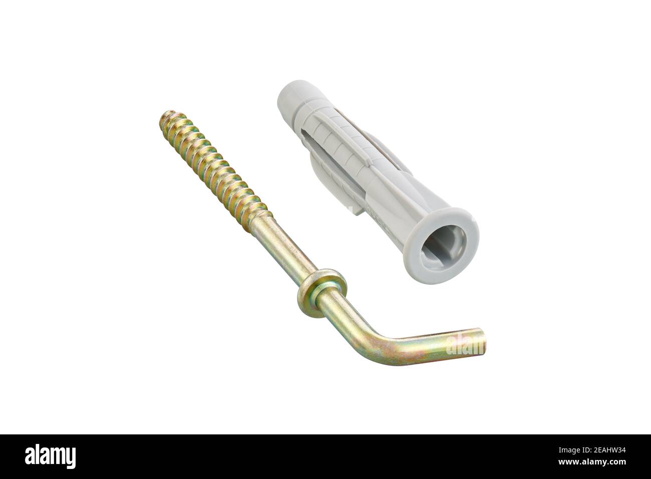 Plastic expansion plug with zinc plated steel hook L type, isolated ...
