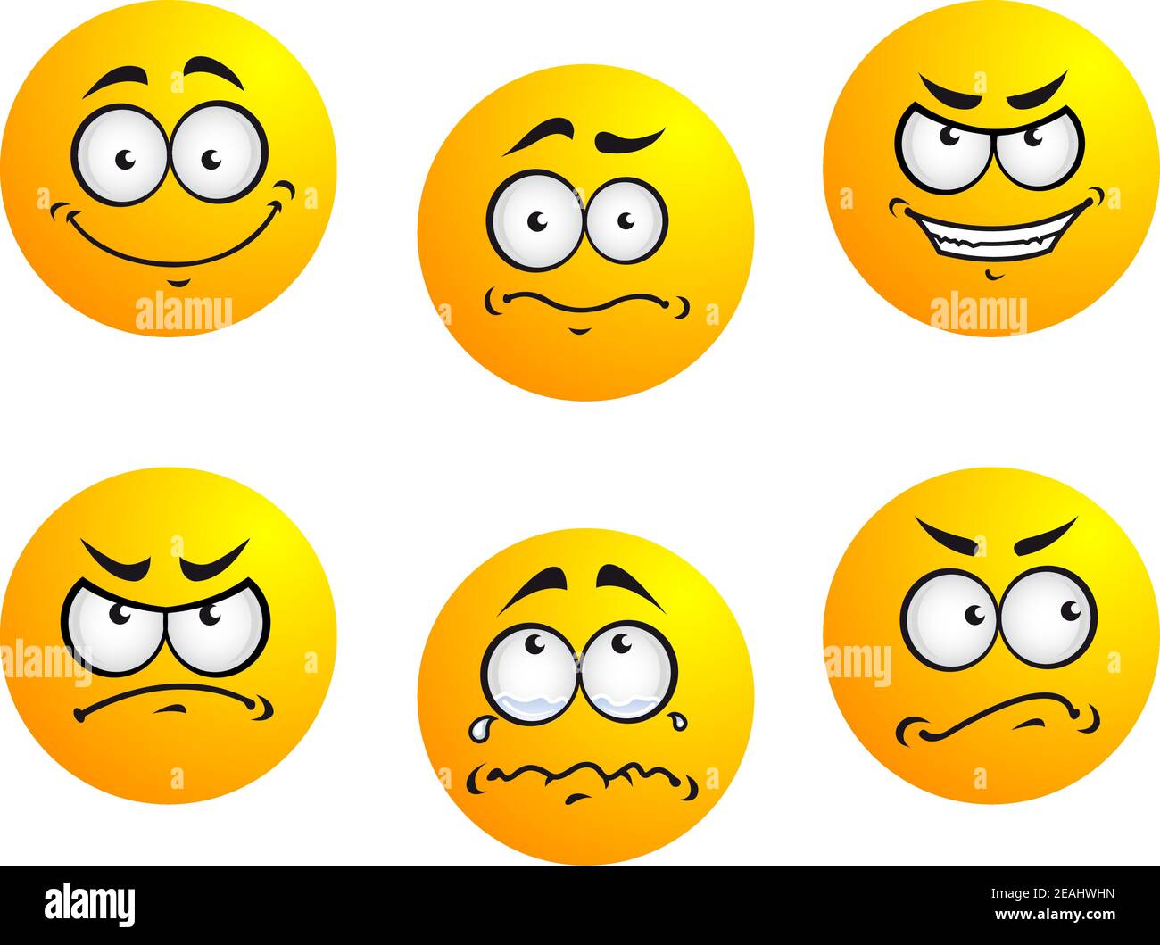 Different smiles expressions and moods for emoticons design Stock ...
