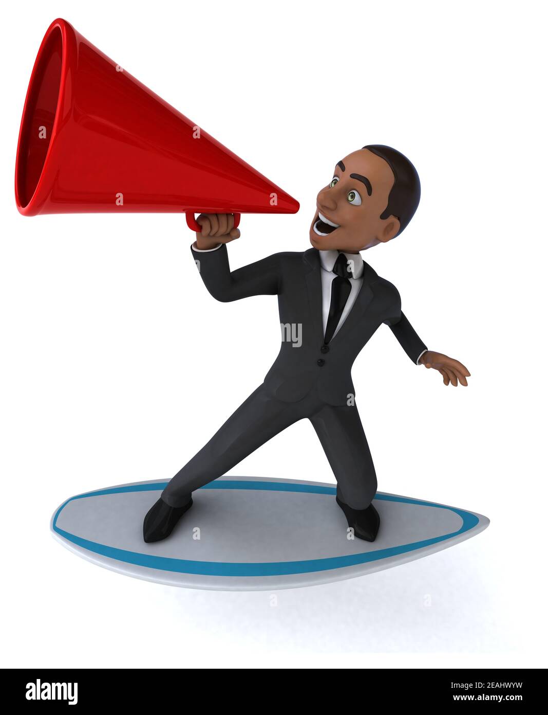 Fun 3D cartoon business man surfing Stock Photo - Alamy