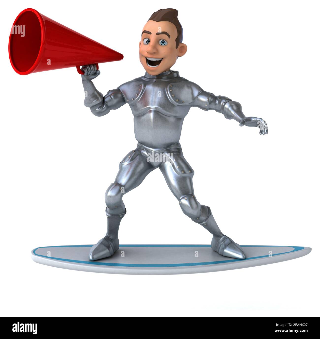 Fun 3D cartoon knight surfing Stock Photo - Alamy