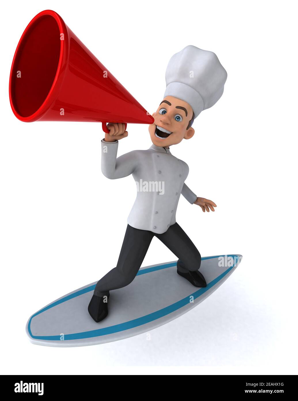 Fun 3D cartoon chef surfing Stock Photo - Alamy