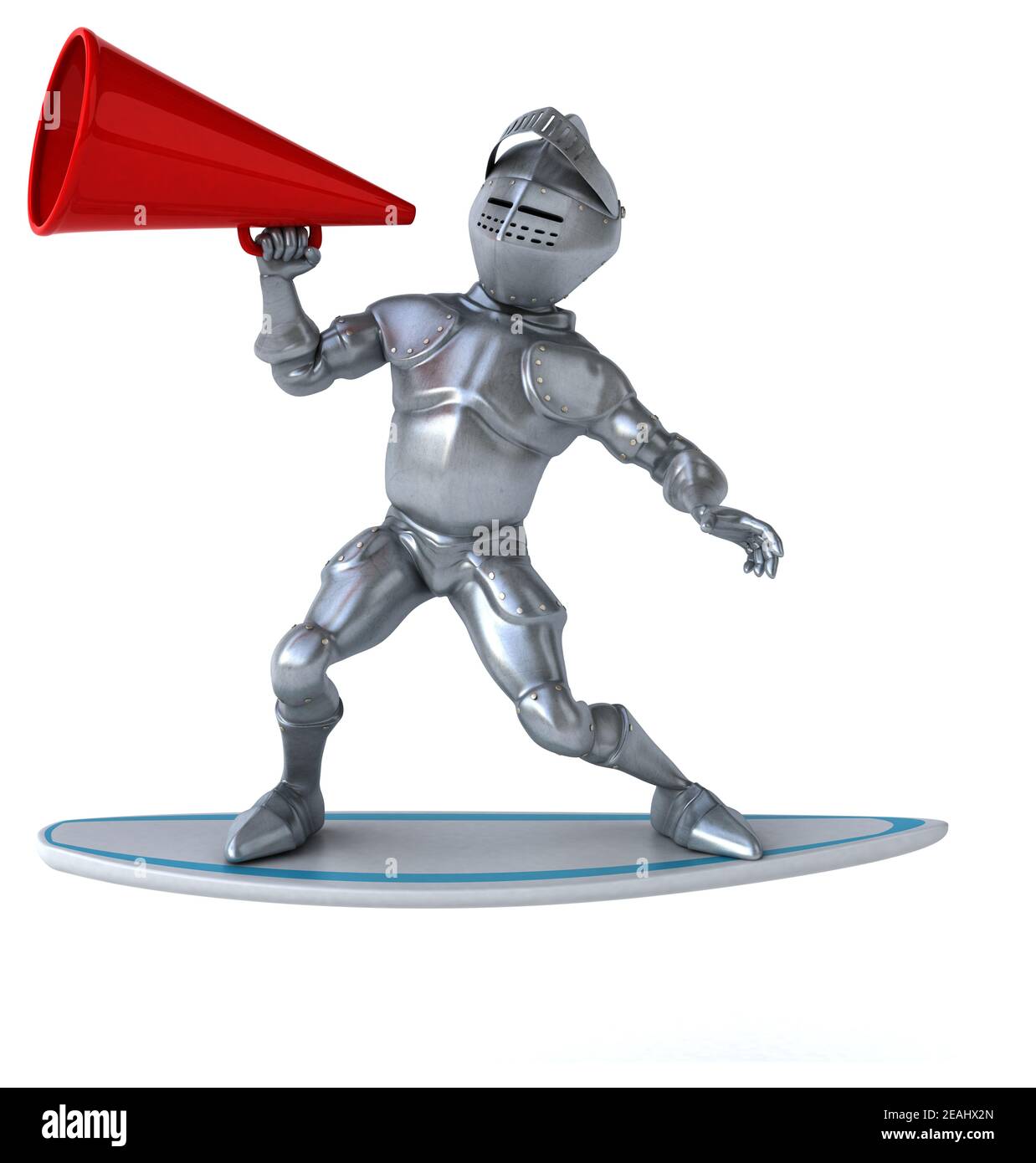 Fun 3D cartoon knight surfing Stock Photo - Alamy