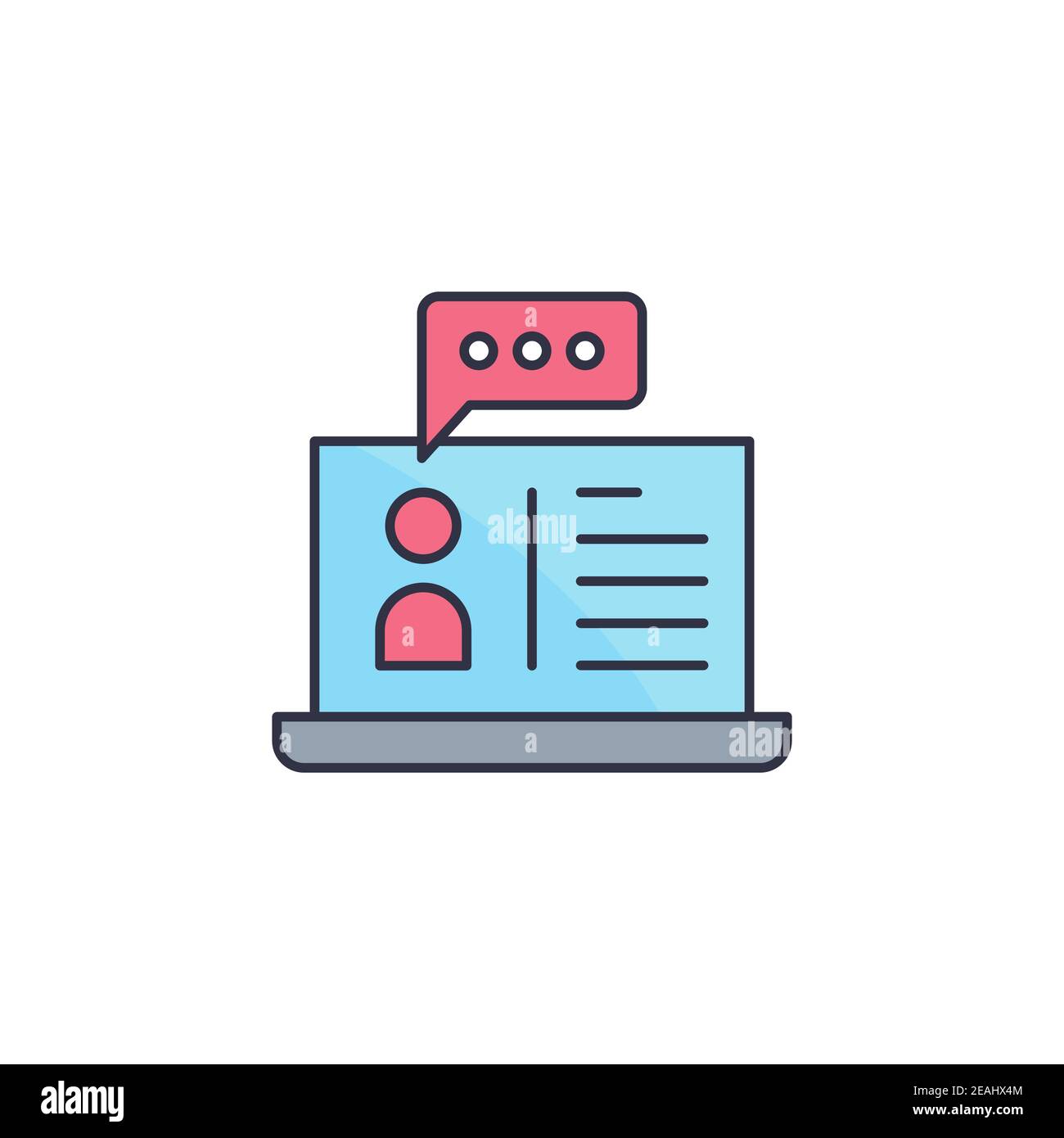 Online Training icon, color, line, outline vector sign, linear style ...