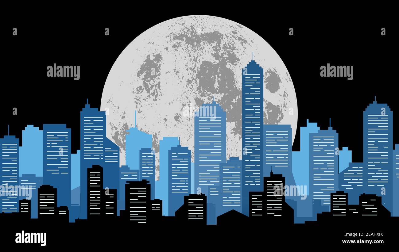Moon Light Cityscape Stock Photo - Alamy