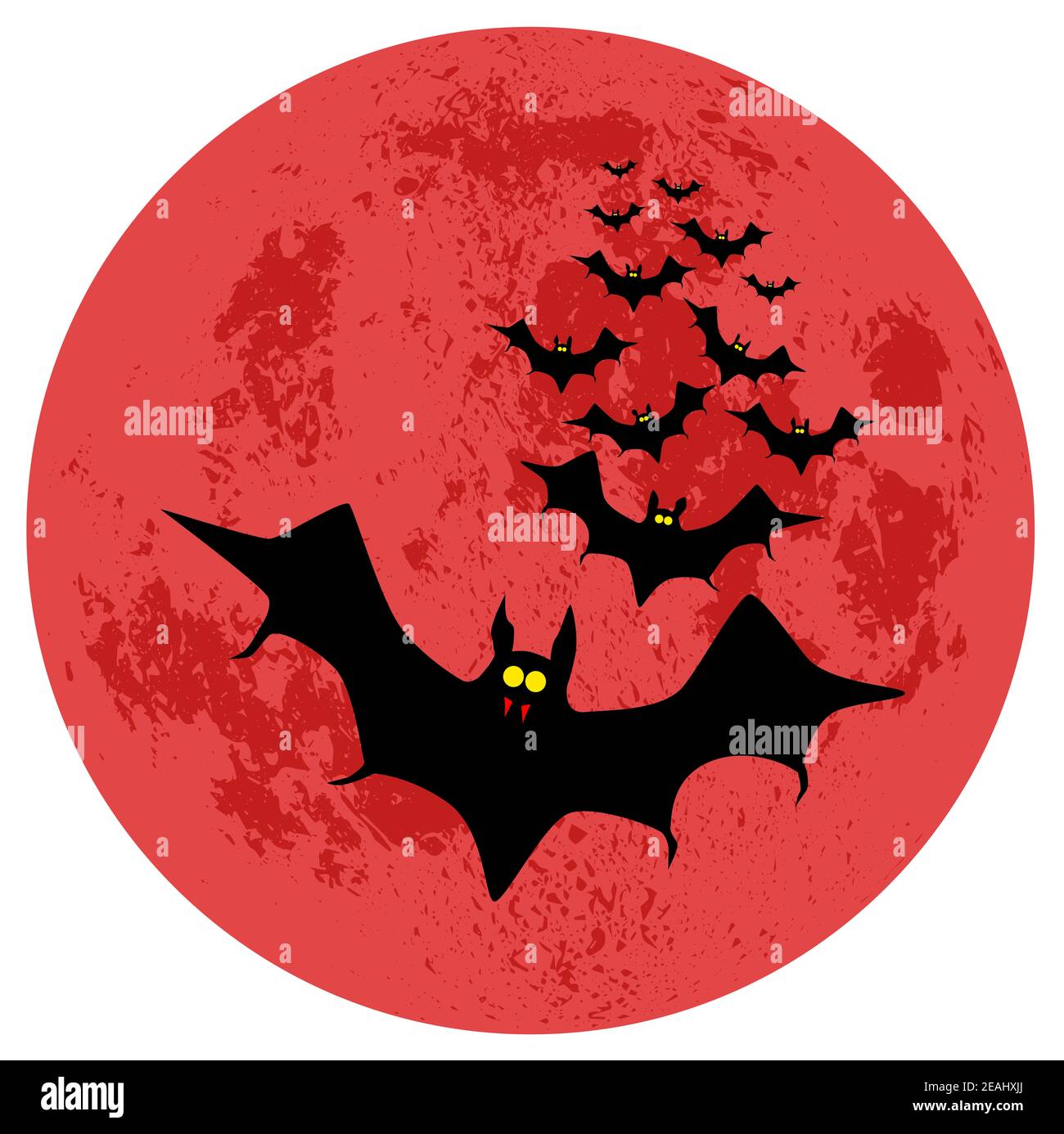 Vampire Bats Against The Red Moon Stock Photo - Alamy