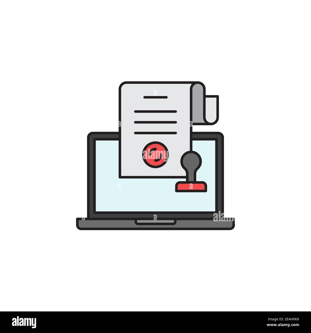 Online electronic notarial stamp icon, color, line, outline vector sign ...